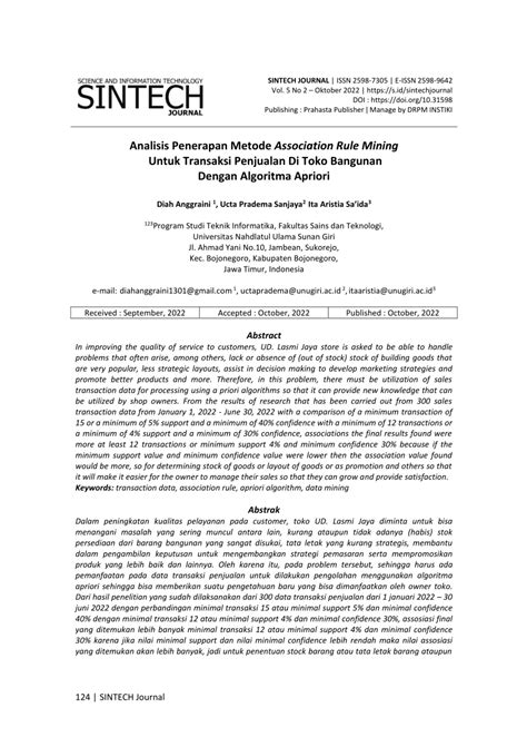 Pdf Analisis Penerapan Metode Association Rule Mining Untuk Transaksi