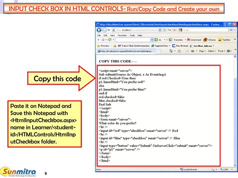 Html Server Input Checkbox Control Vb Ppt