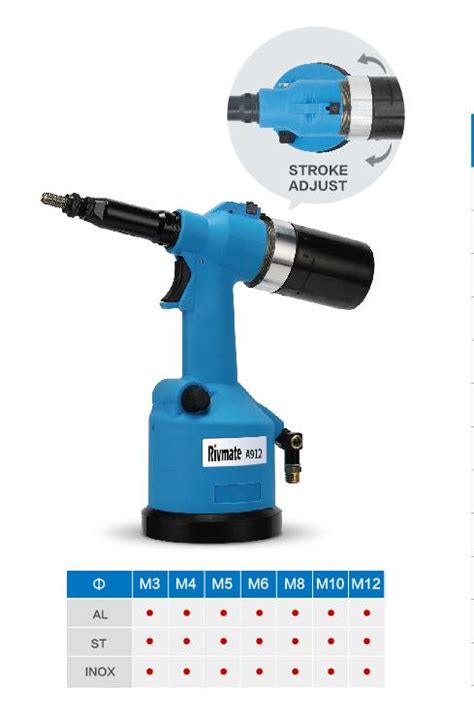 Rivet Nut Installation Tool A912 Pneumatic Rivet Nut Gun Rivmate Rivet Manufacturer Rivmate