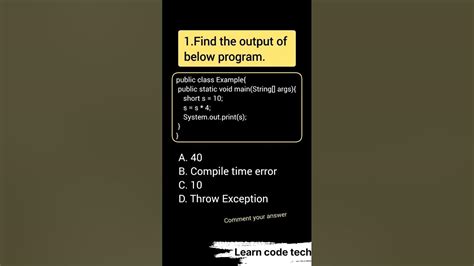 Java Program Short Data Type Example Youtube