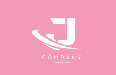 Pink White J Alphabet Letter Logo Icon With Swoosh Creative Template