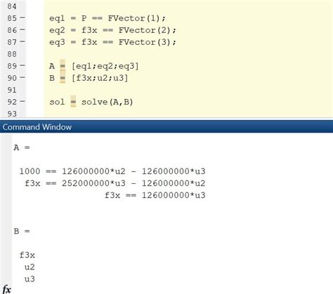 0x1 Sym Output When Trying To Solve A Linear System Of Equations R