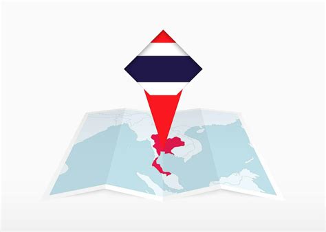 Thailand Is Depicted On A Folded Paper Map And Pinned Location Marker