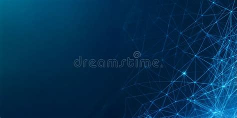 Abstract Digital Network Visualization With Interconnected Lines And Nodes On A Dark Blue