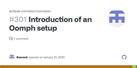 introduction of an oomph setup · issue 301 · eclipse corrosion