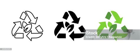 재활용 아이콘을 클릭합니다 재사용 가능한 레이블 환경 친화적 인 벡터 그림 녹색 지속 가능성 잎 기호 폐기물 감소 및 에너지 효율성을 위한 환경 개념 생태 삼각형 화살표