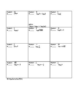 Circuit Training Logarithms Algebra Two Precalculus TpT