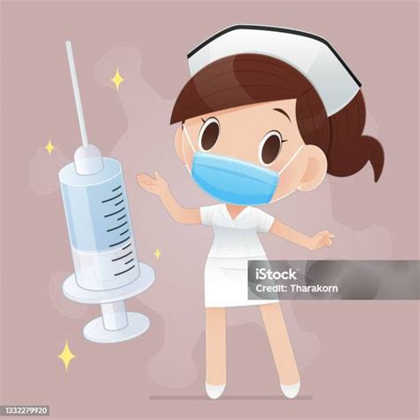 พยาบาลการ์ตูนแนะนําการฉีดวัคซีน ภาพประกอบสต็อก ดาวน์โหลดรูปภาพตอนนี้ การดูแล มโนทัศน์ การ