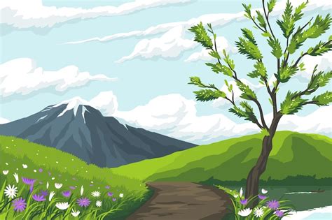 Dessin De Paysage De Printemps