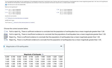 Solved The Accompanying Data Table Lists The Magnitudes Of Chegg