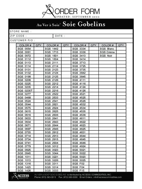 Fillable Online Order Form Access Commodities Fax Email Print Pdffiller