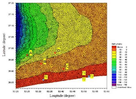 Computational Mesh And Bathymetry Around Amir Abad In Local Model