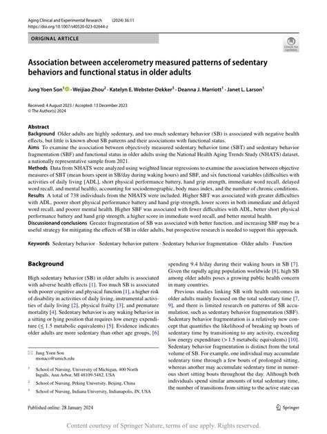 Pdf Association Between Accelerometry Measured Patterns Of Sedentary