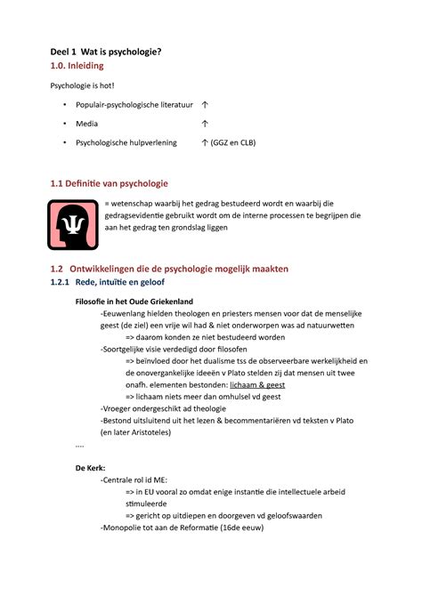 Samenvatting Psychologie 1ste Jaar Sociaal Werk Deel 1 Wat Is