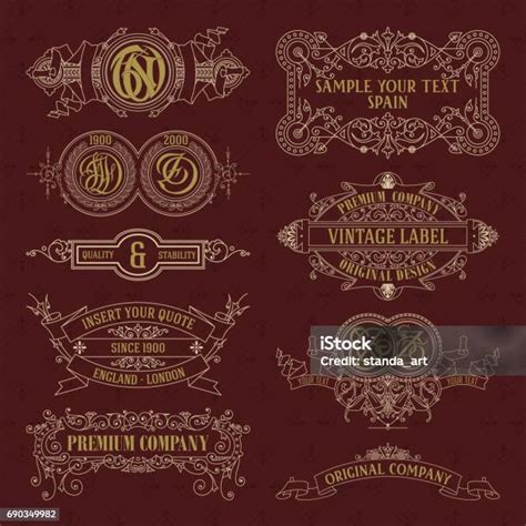 오래 된 빈티지 꽃 요소리본 짜 줄무늬 선 각도 테두리 프레임 레이블 아이콘벡터 0명에 대한 스톡 벡터 아트 및 기타 이미지 Istock