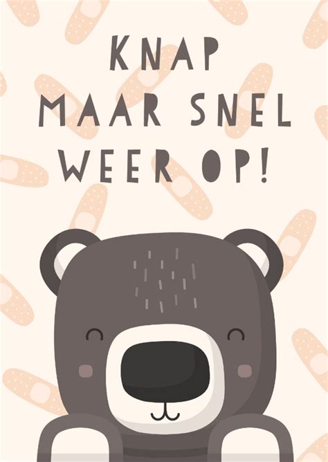 Beterschapskaart Lieve Beer Met Pleister Kaartje2go