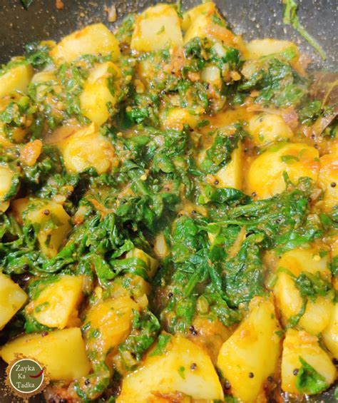 Aloo Palak Sabji Potato Spinach Sabji Zayka Ka Tadka