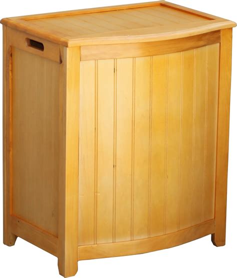 Oceanstar Bowed Front Laundry Wood Hamper With Interior Bag Natural