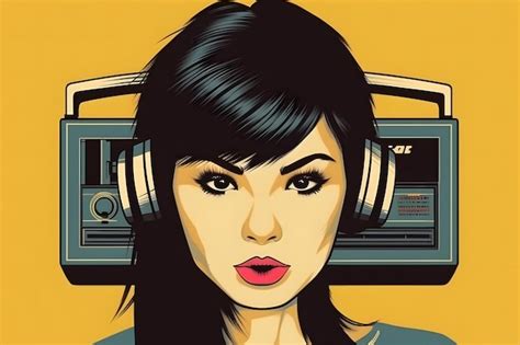 Premium Photo Fashion Pretty Woman With Headphones Listening To Music