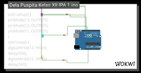 Dela Puspita Kelas XII IPA 1 Ino Wokwi ESP32 STM32 Arduino Simulator