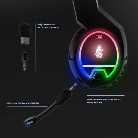 Chicago Cubs Throwback Mascot Logo Wireless Bluetooth Gaming Headphones And Stand