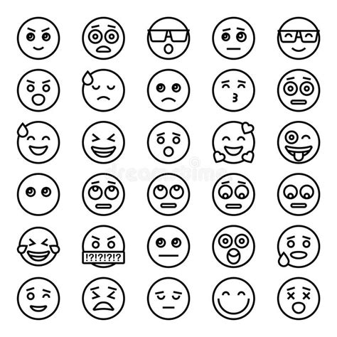 Iconos De Esquema Para Emoticonos Emojis Ilustración Del Vector