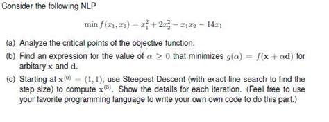 consider the following nlp min f t1 12 x 2x3