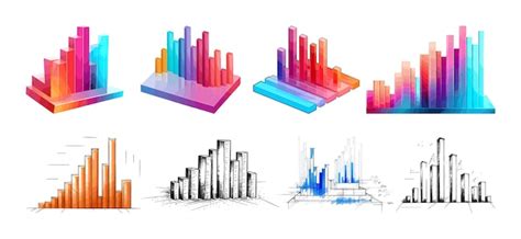 Conjunto De Iconos De Gráfico De Barras De Gráfico Vectorial Vector