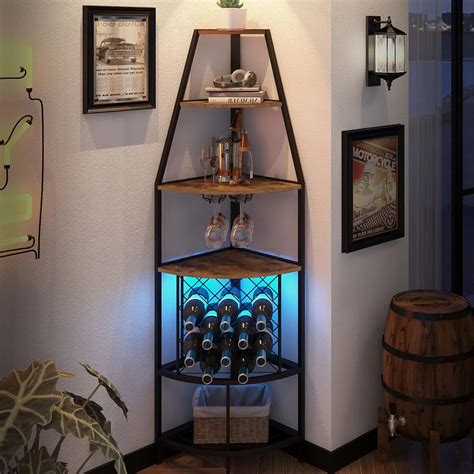 Freestanding Floor Glass Holder Bottles Storage Furniture Organizer