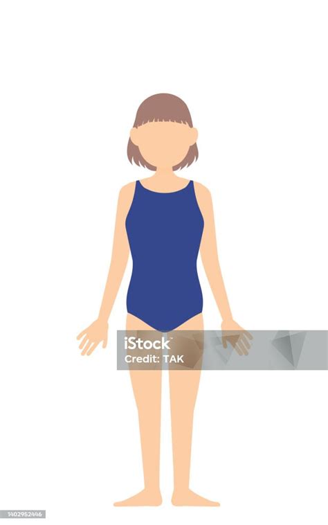 여자 학생 수영복을 입고 손을 아래로 막대기에 서십시오 수영복에 대한 스톡 벡터 아트 및 기타 이미지 수영복 아이 중학교