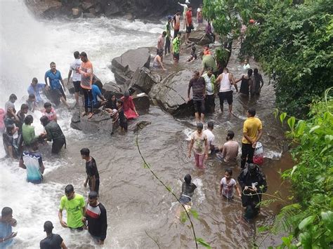 Savdav Waterfall In Kankavali Taluka Of Sindhudurg Was Thronged With
