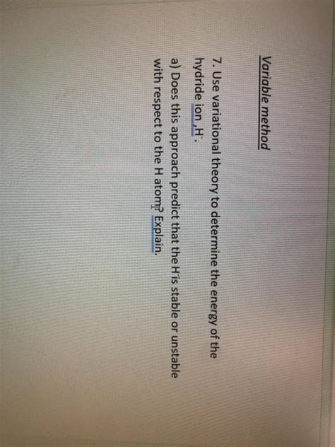 Solved Variable Method 7 Use Variational Theory To