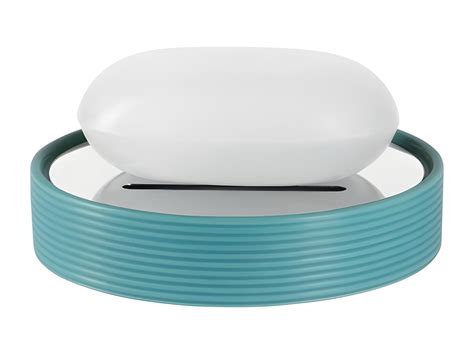 Porte savon Céramique TUBE RIBBED Bleu Spirella