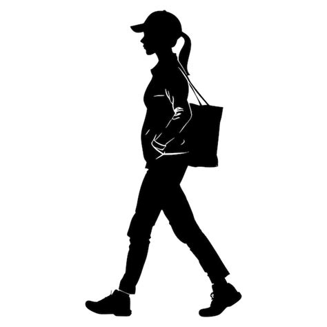 Premium Vector Silhouette Delivery Woman Black Color Only Full Body