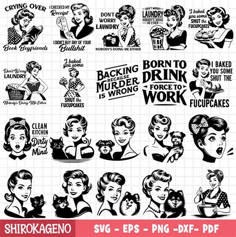 Retro Housewife Svg Bundle Retro Women Svg Vintage Housewife Svg