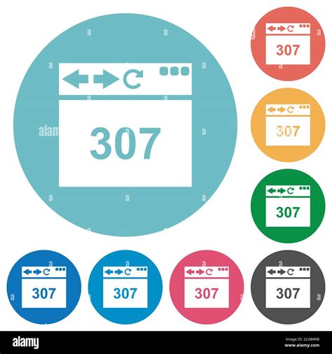 Browser 307 Temporary Redirect Flat White Icons On Round Color