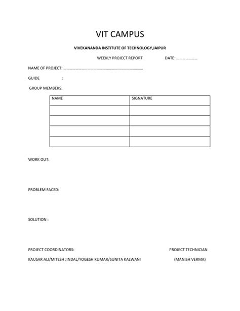 Project Weekly Report Pdf Art Technology And Engineering