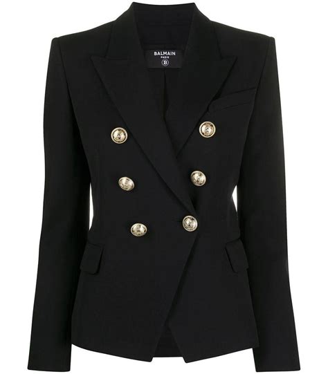 Balmain Classic Double Breasted Blazer Black Lyst