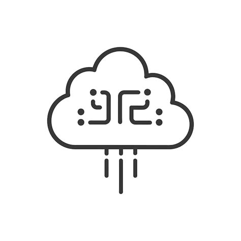 Cloud Computing Minimalist Line Art Icon Logo Symbol Icon Black Color