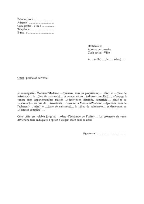 Lettre De Promesse De Vente D Une Maison Ou D Un Appartement