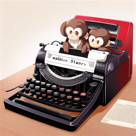 Infinite Monkey Typewriter Anime Digital Artwork Etsy