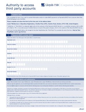 Fillable Online Third Party Access Form Lloyds Tsb Fax Email Print