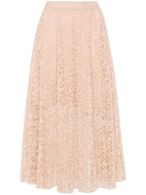 Ermanno Scervino Corded Lace Pleated Midi Skirt Farfetch
