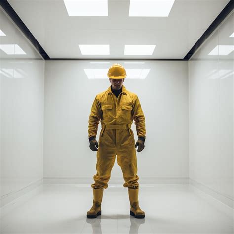 A Worker Man Wearing A Yellow Hard Hat Isolated On White Background