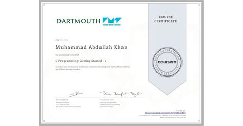 Muhammad Abdullah Khan On Linkedin Completion Certificate For C Programming Getting Started 1