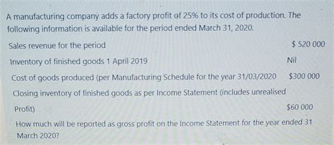 Solved A Manufacturing Company Adds A Factory Profit Of Chegg Com