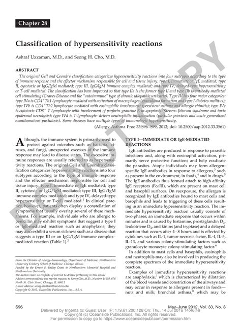 Classification Of Hypersensitivity Reactions Uzzaman 2012 Delivered