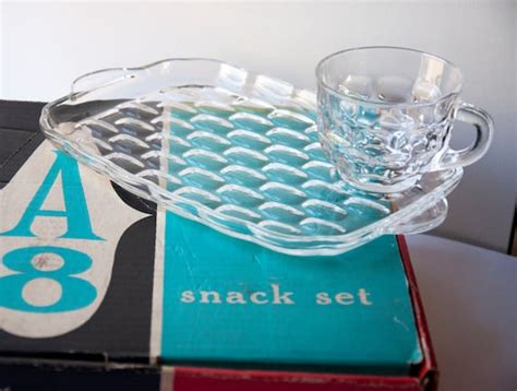 Federal Glass Company Snack Set Yorktown By Notyourmomsvintage