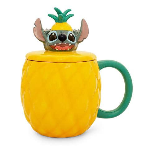 Disney Lilo And Stitch Pineapple 3d Sculpted Ceramic Mug With Lid Holds 20 Ounce Oriental Trading