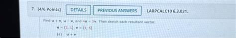 Solved Find Uvu−v And 4u−5v Then Sketch Each Resultant